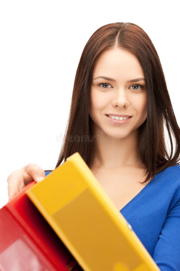 Woman with folders stock image. Image of files, bookkeeper - 39836383