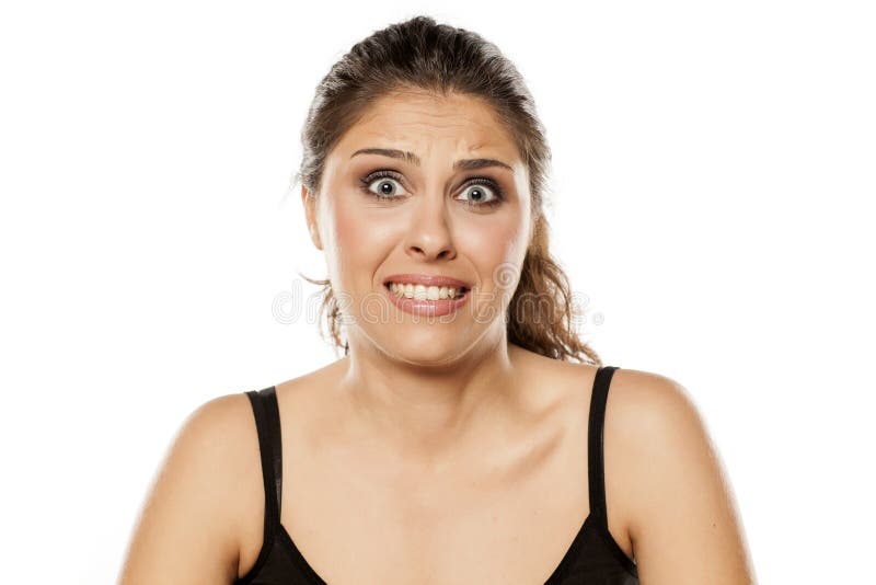 Woman with forced smile stock photo. Image of smile, unusual - 94796434