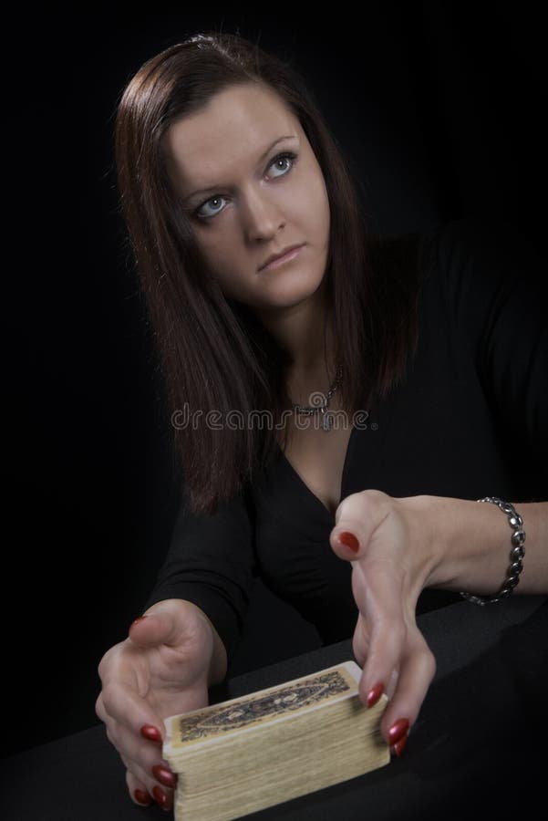 Woman Dealing Tarot Cards stock image. Image of candle - 31112555