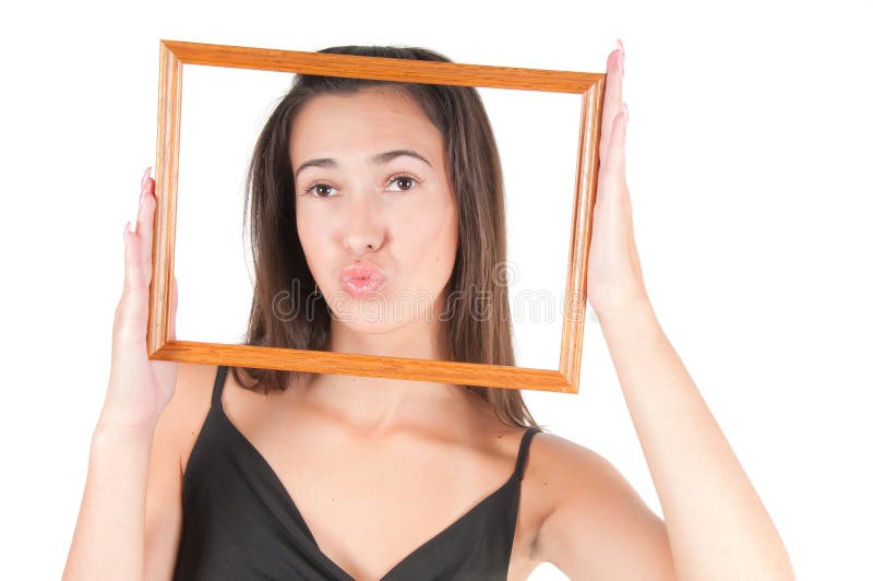 Woman with frame stock image. Image of frame, natural - 12453987