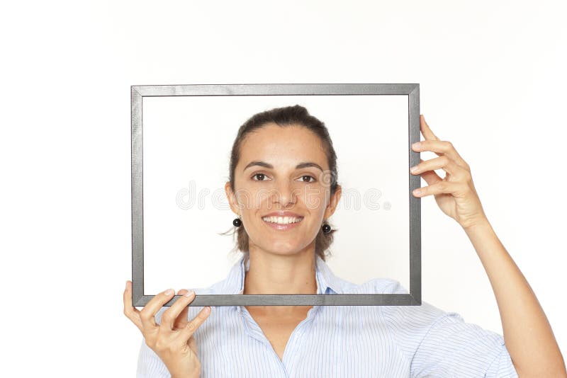 Woman with a frame stock image. Image of beauty, frames - 21992509