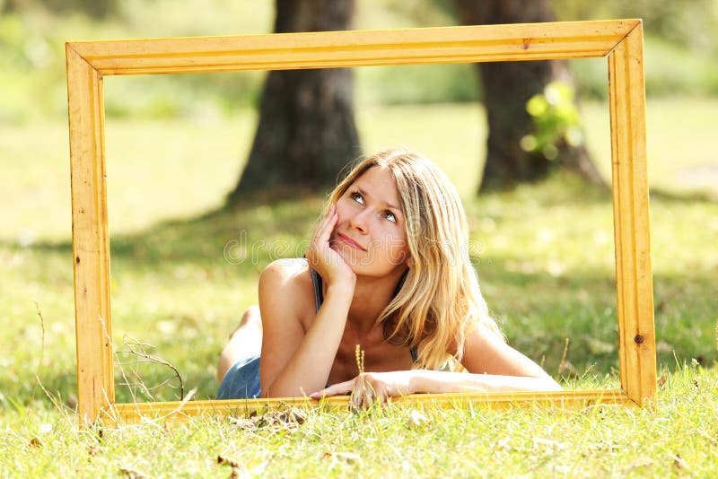 Woman in a frame stock image. Image of shooting, screamed - 29095793