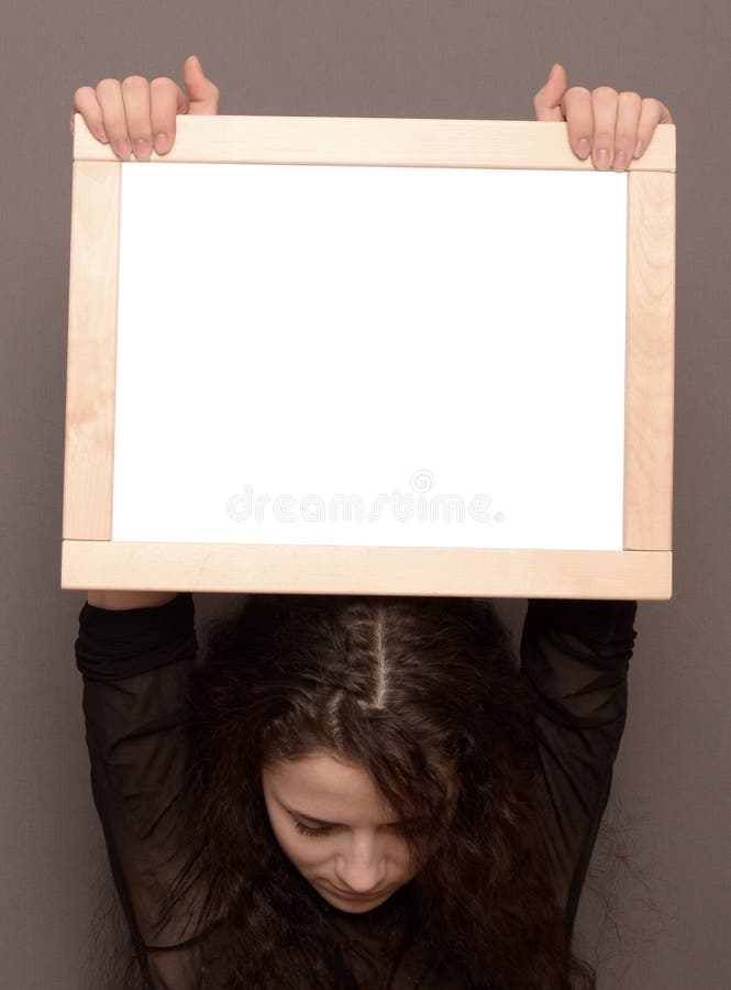 Woman with frame stock image. Image of commercial, announcement - 35002865
