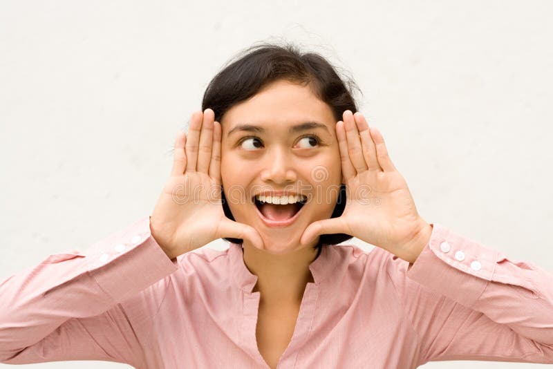 Woman Framing Face with Hands Stock Image - Image of corporate, young ...