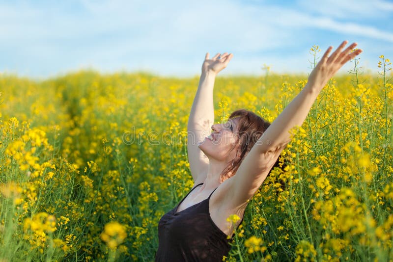 Woman freedom in nature stock image. Image of brown, female - 14072937