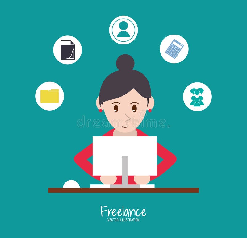 Woman and freelance design stock vector. Illustration of freelancer ...