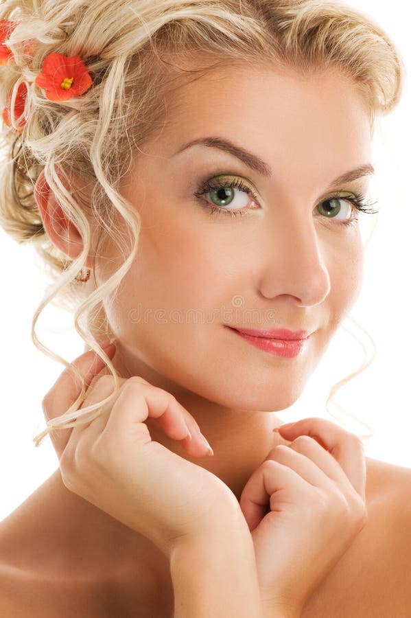 Woman with Fresh Spring Flowers Stock Photo - Image of blonde, natural ...