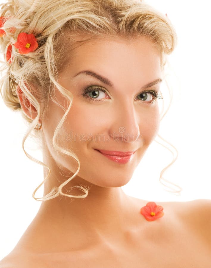 Woman with Fresh Spring Flowers Stock Image - Image of happy, close ...