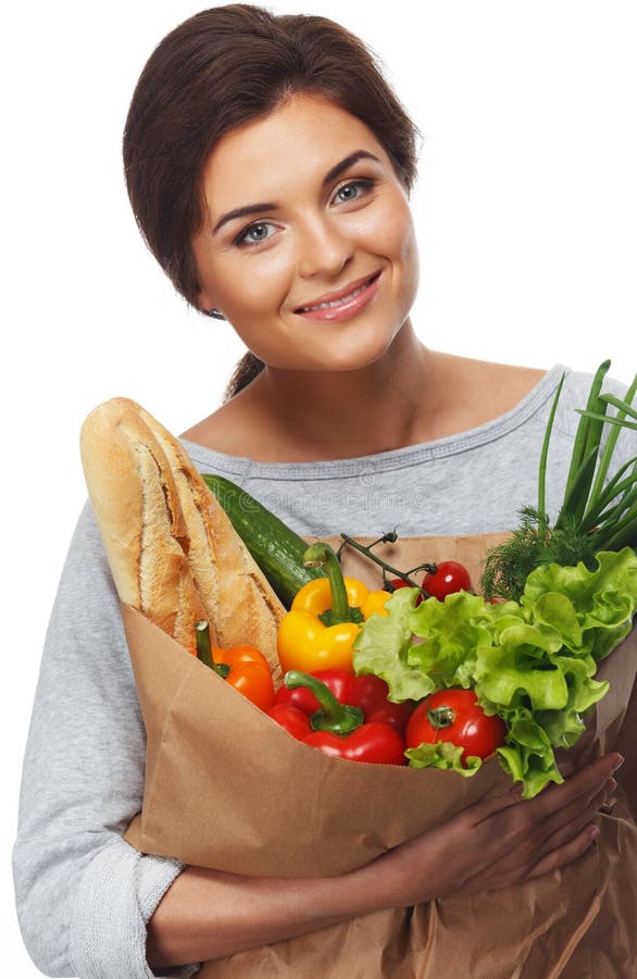 Woman with Fresh Vegetables Stock Photo - Image of paper, paprika: 37843458