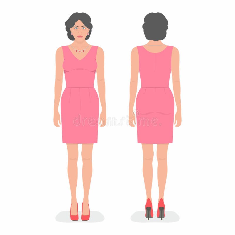 Woman, Front and Back Views Stock Vector - Illustration of person ...