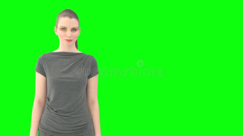 Woman in Front of Greenscreen Stock Video - Video of brown, green: 39669287