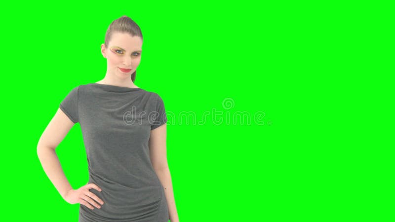 Woman in Front of Greenscreen with Alpha-channel Stock Video - Video of ...