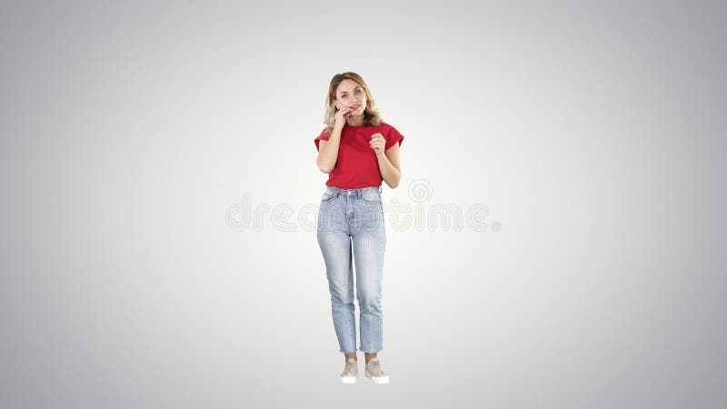 Woman in Front of a Mirror Preening on a Green Screen, Chroma Key ...