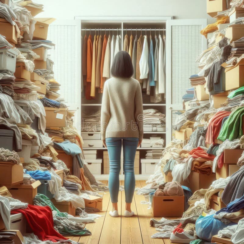 Woman Front Overflowing Wardrobe Clothes Stock Photos - Free & Royalty ...