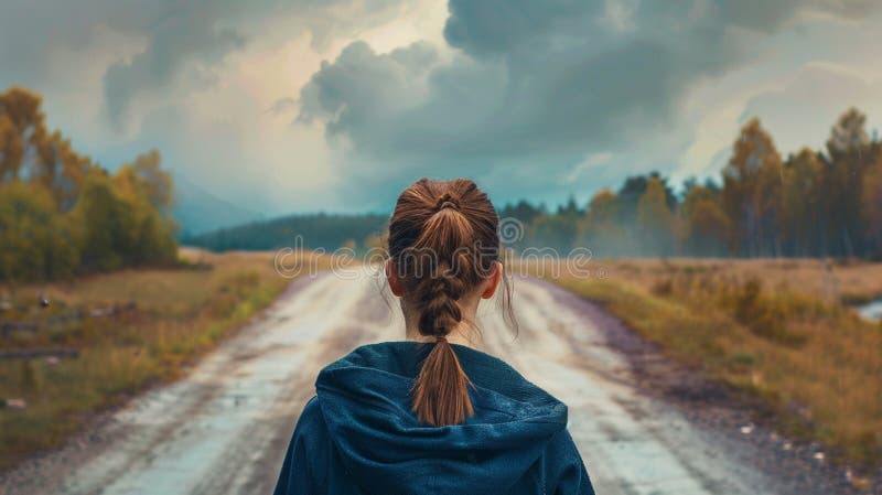 A Woman in Front of Two Roads Stock Image - Image of lost, resolve ...
