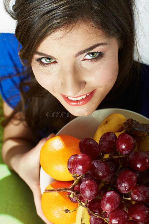 Woman fruit diet portrait stock photo. Image of health - 41924076