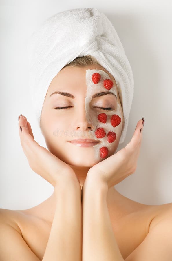 Woman with fruit mask stock photo. Image of juicy, berry - 4718126