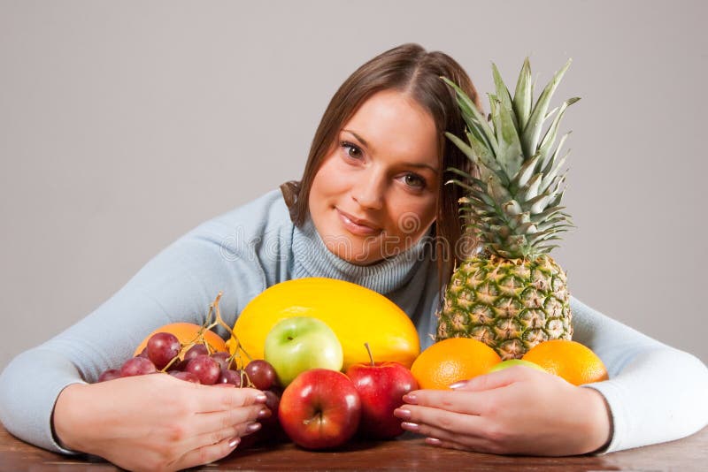 Woman with fruits stock photo. Image of female, healthy - 12014260