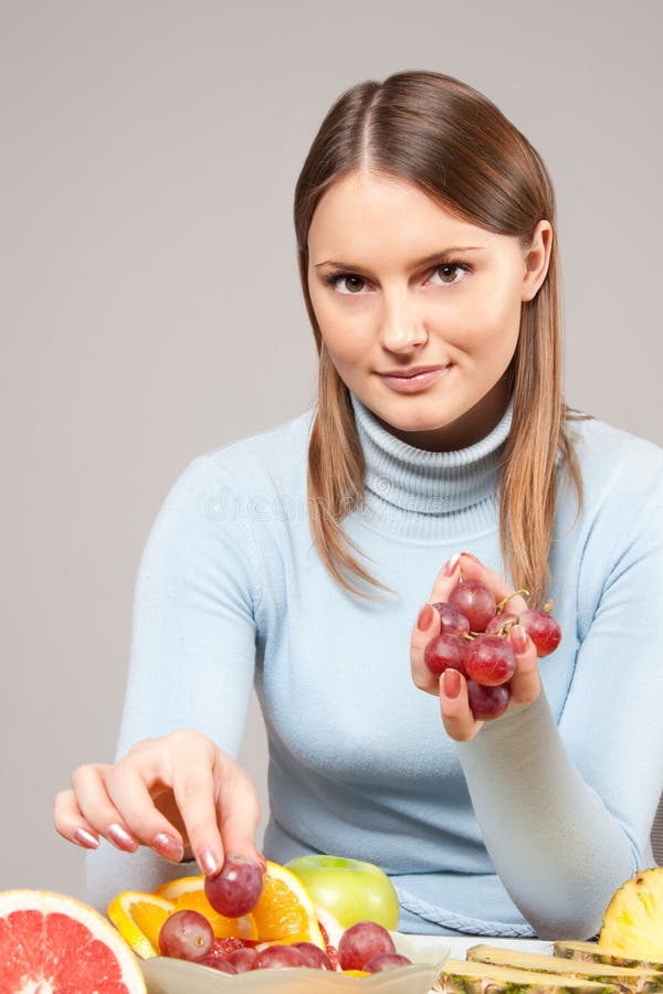 Woman with fruits stock photo. Image of healthy, alone - 12026310