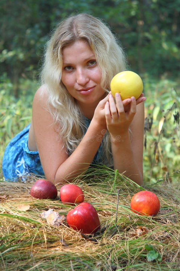 Woman with fruits stock image. Image of happiness, portrait - 15328849