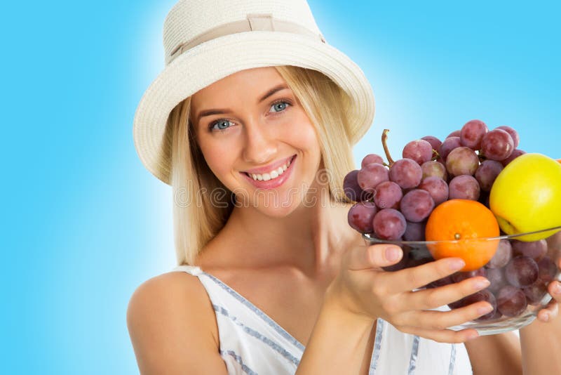 Woman with fruits stock image. Image of people, nutrition - 156243905