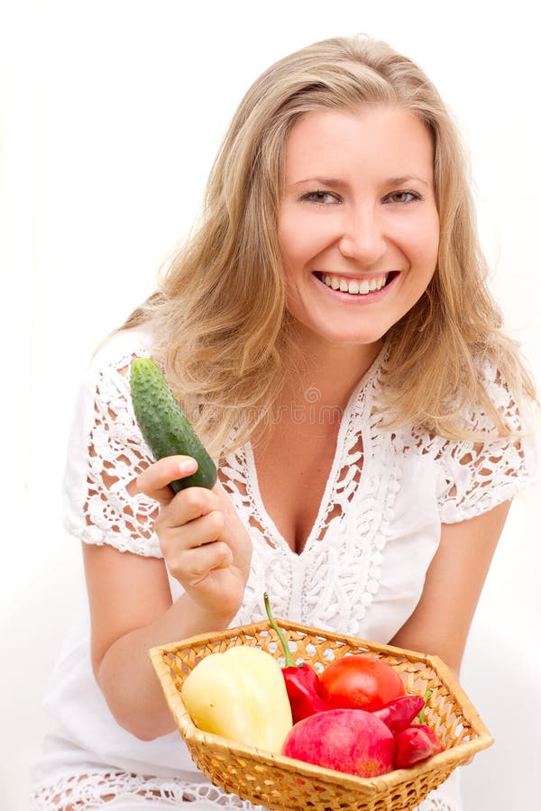 Woman with Fruits and Vegetables Stock Photo - Image of girl, healthy ...