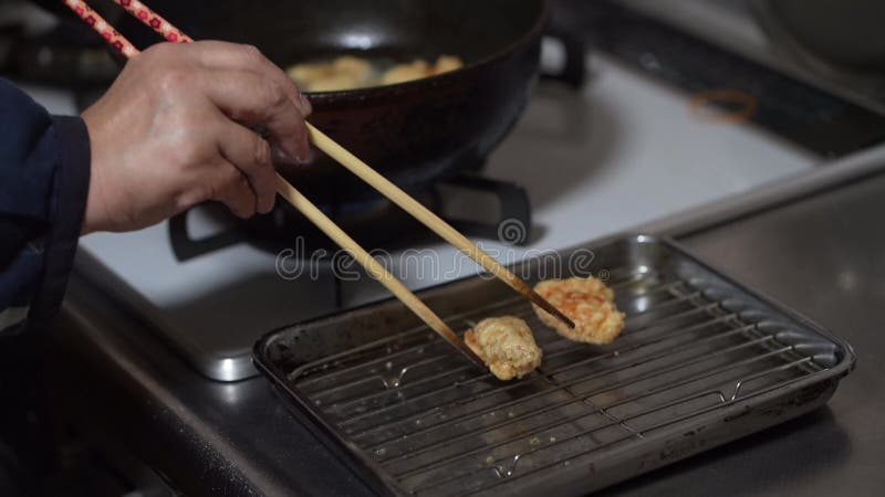 Woman Frying Chicken Fried Chicken Stock Footage - Video of aged ...