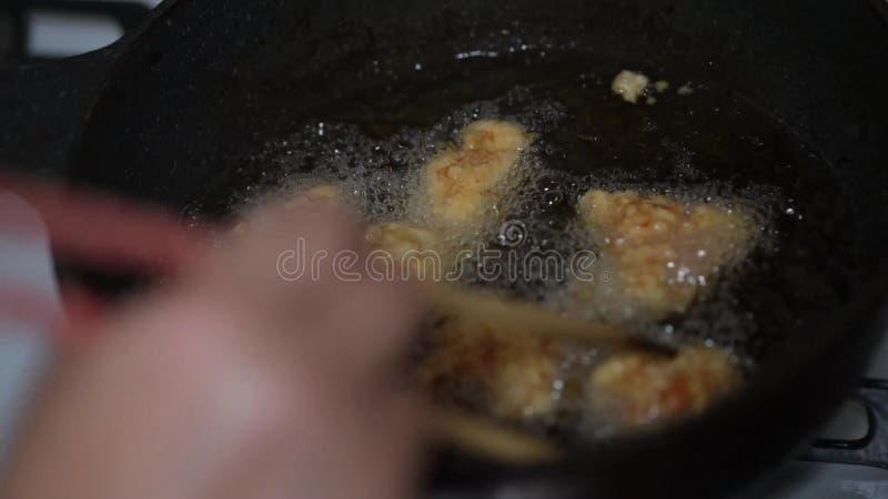 Woman Frying Chicken Fried Chicken Stock Footage - Video of dish ...