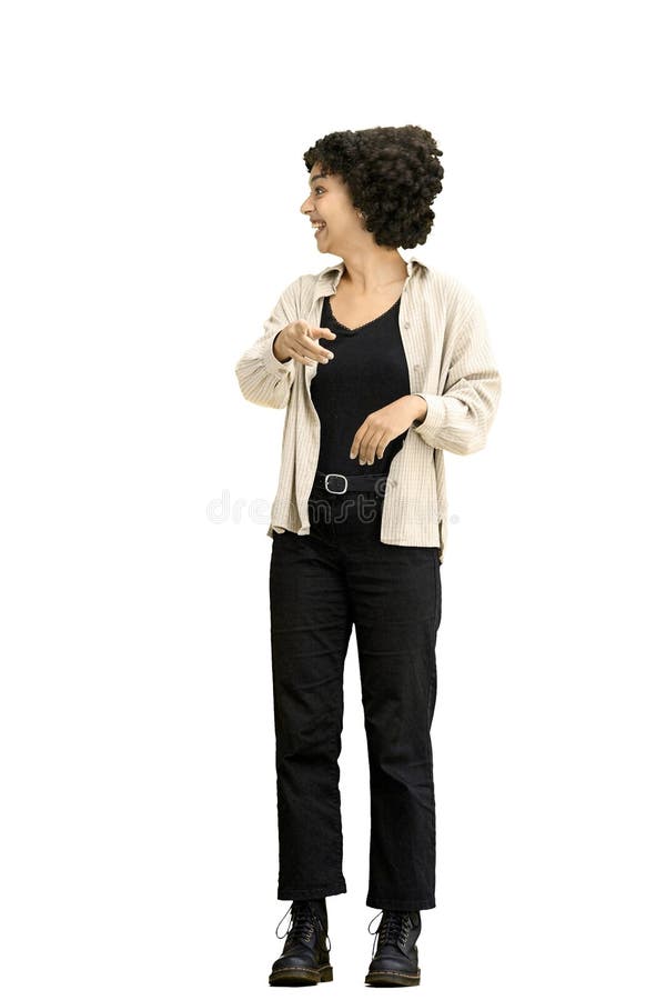 A Woman, Full-length, on a White Background Stock Photo - Image of ...