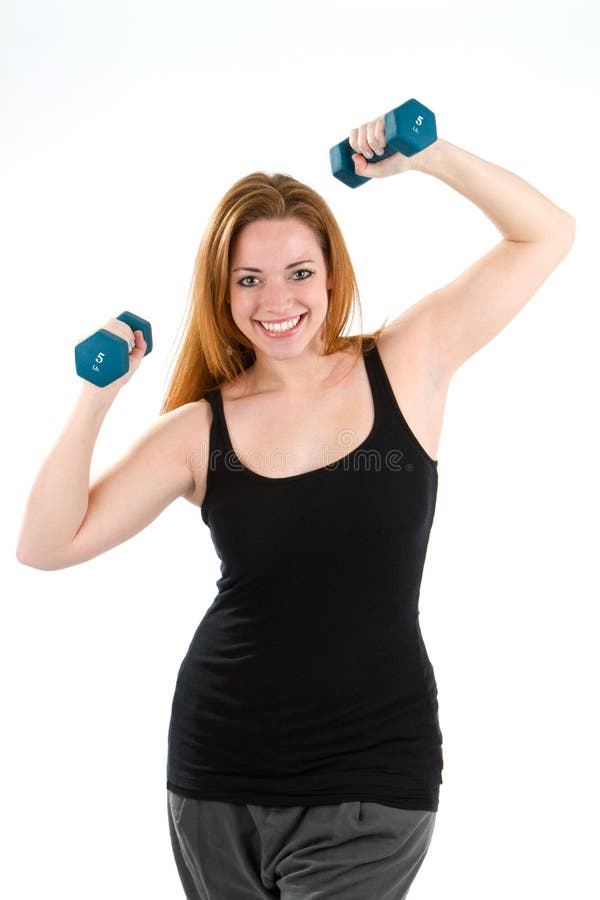 Woman Fun Workout stock image. Image of smiles, weights - 28097687