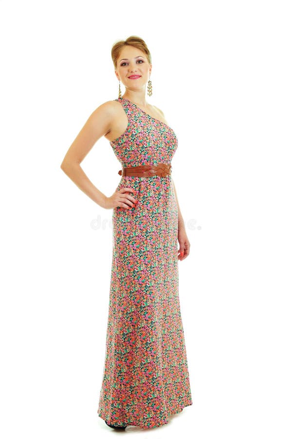 Woman in funky white dress stock image. Image of matrial - 25352945