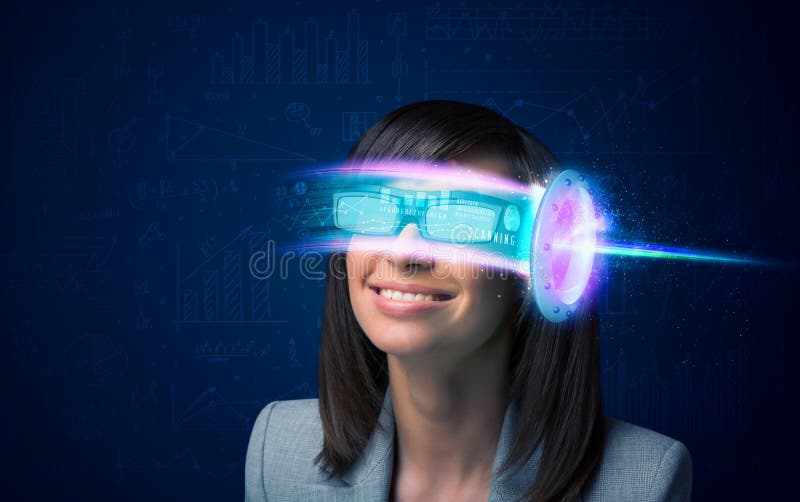 Woman from Future with High Tech Smartphone Glasses Stock Photo - Image ...
