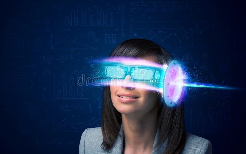 Woman from Future with High Tech Smartphone Glasses Stock Image - Image ...