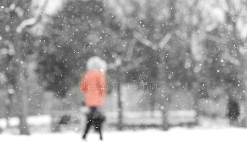 A Woman Fuzzy Back in the Snow Stock Image - Image of walk, female ...
