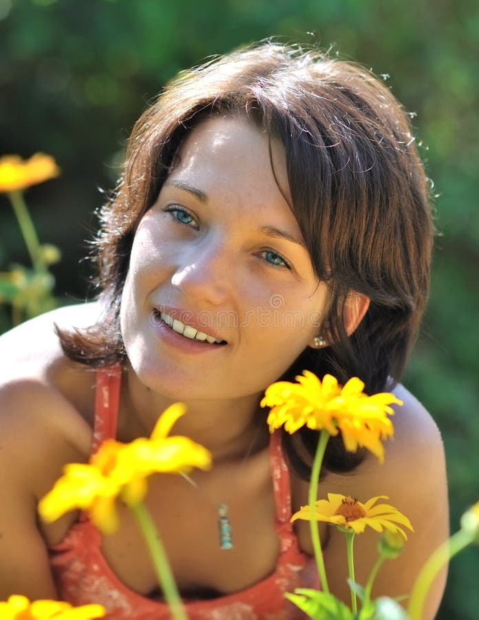 Woman in garden stock image. Image of sunlight, female - 18401277