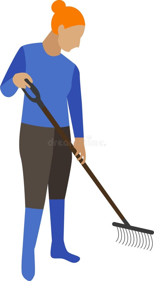 Woman Gardener Raking Vector Icon Isolated on White Stock Vector ...