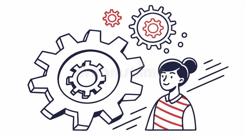 Woman and Gear Wheel, Mechanical Process, Engineering Work, Technical ...