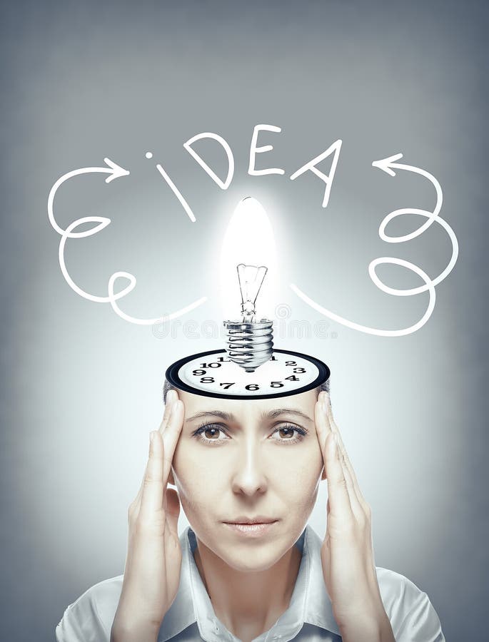 Woman generates idea. stock photo. Image of electricity - 48109862