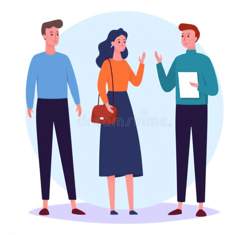 A Woman Explains a Document To Two Men, Isolated on White Background ...