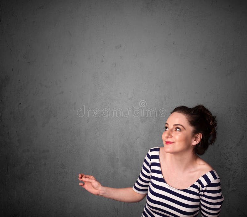 Woman Gesturing with Copy Space Stock Image - Image of commercial, hold ...