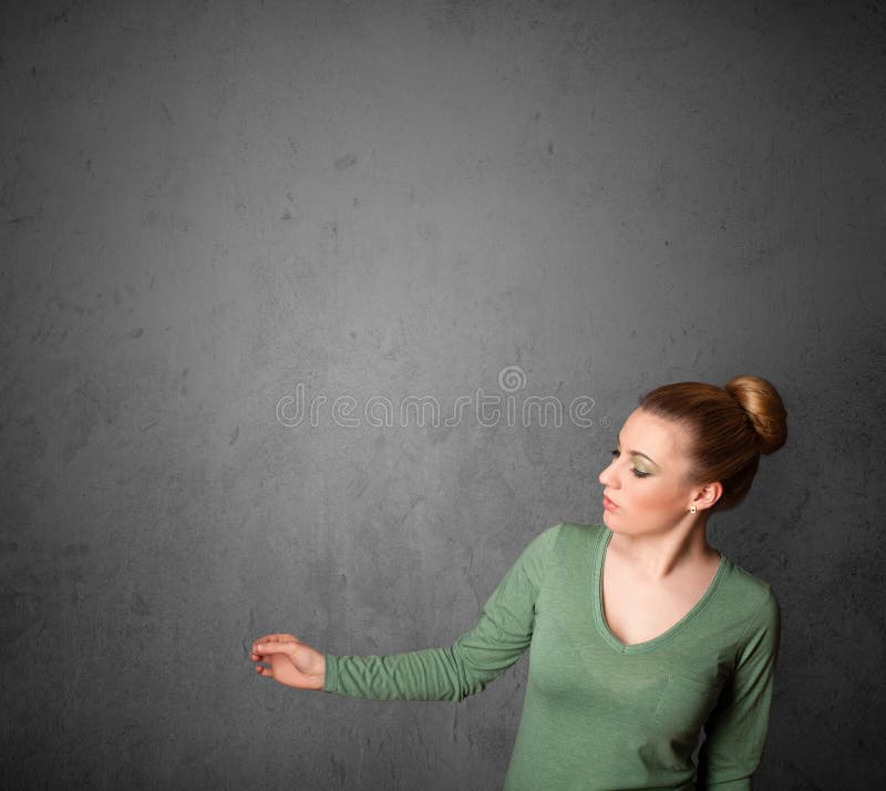 Woman Gesturing with Copy Space Stock Image - Image of looking ...