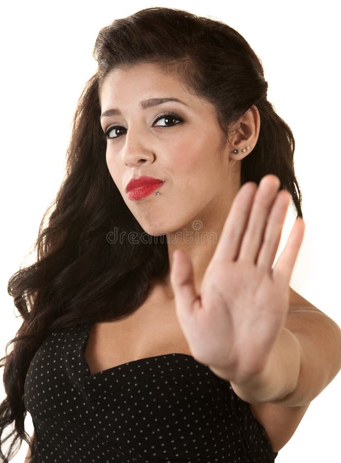 Woman Gesturing to Stop stock photo. Image of mixed, latino - 27519048
