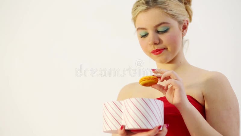 Woman Gets Out of the Box Cookies of Different Stock Footage - Video of ...