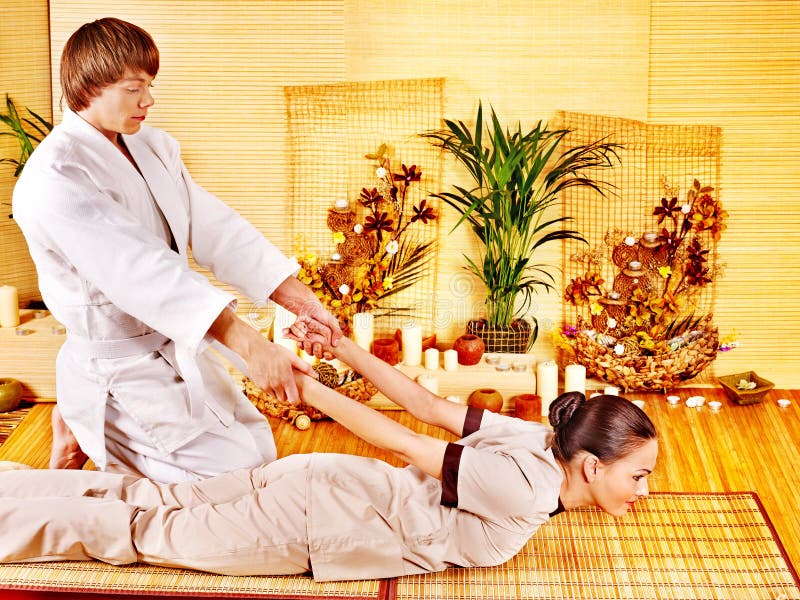 Woman Getting Bamboo Massage Stock Image Image Of Hand Aromatherapy