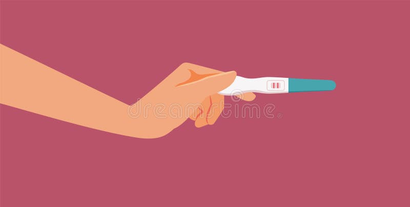 Hand Holding A Positive Pregnancy Test Medical Concept Illustration