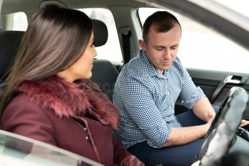 Woman Getting a Driving Lesson in the Car Stock Photo - Image of road ...