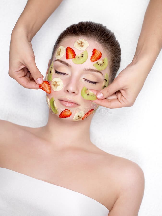 Girl with Fruit Facial Mask Stock Image - Image of mask, salon: 22245055