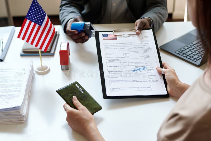 Woman Getting Her International Documents Stock Photo - Image of ...