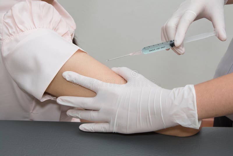 Woman is Getting Injection with a Syringe Stock Photo - Image of sick ...