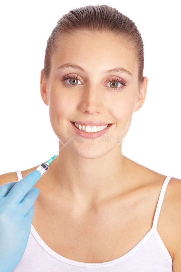 Woman Getting Lip Augmentation Stock Image - Image of mouth, happy ...